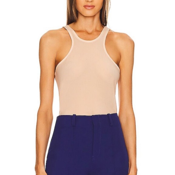 L'Academie | Tops | Lacademie Sheer Double Racer In Flesh Nude Tank Xs ...